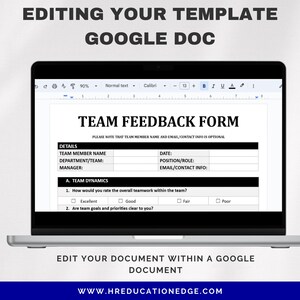 Team Feedback Survey Template: Editable HR Form (printable PDF) - Etsy