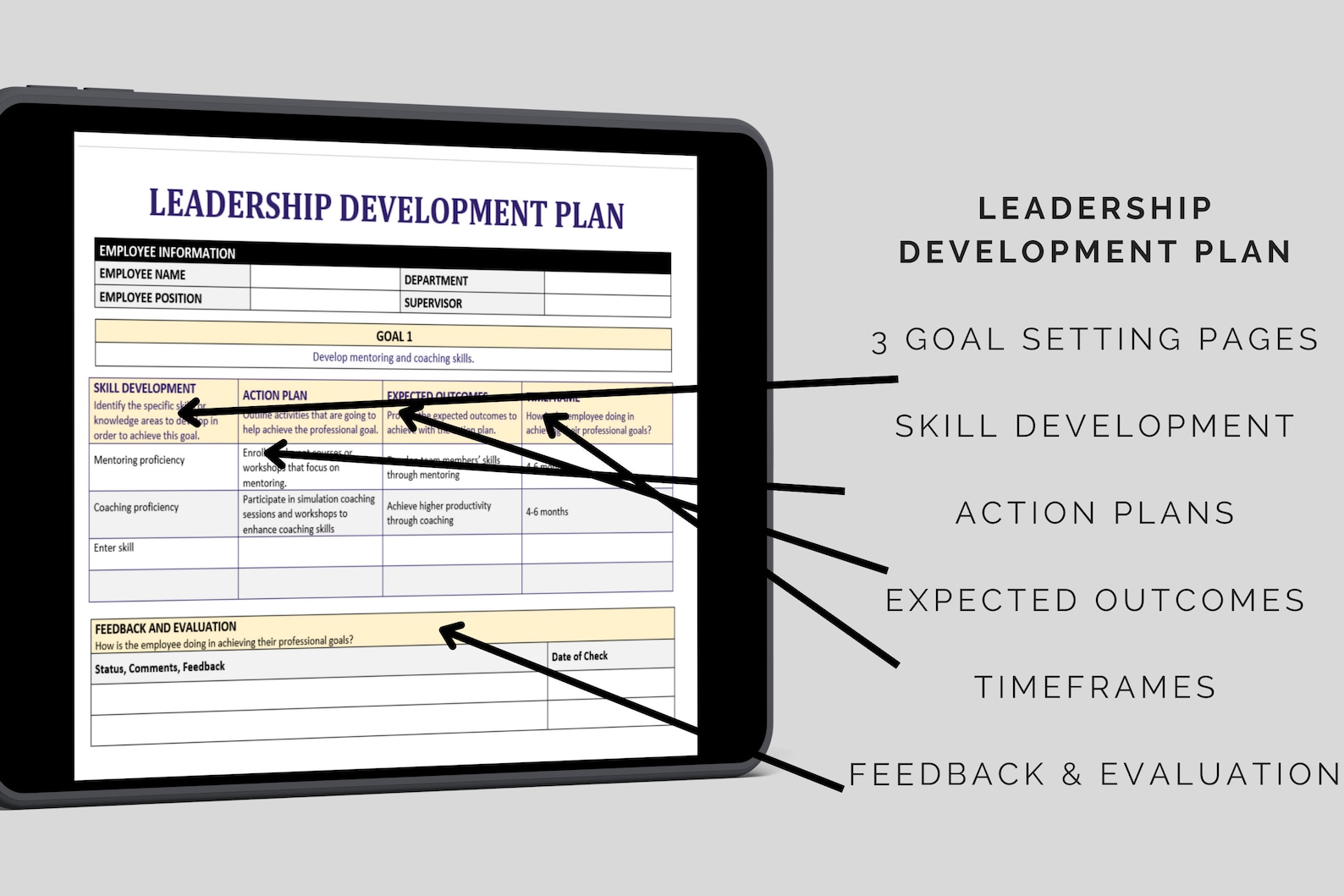 Leadership Development Plan Employee Leadership Goals & Skills Leader ...