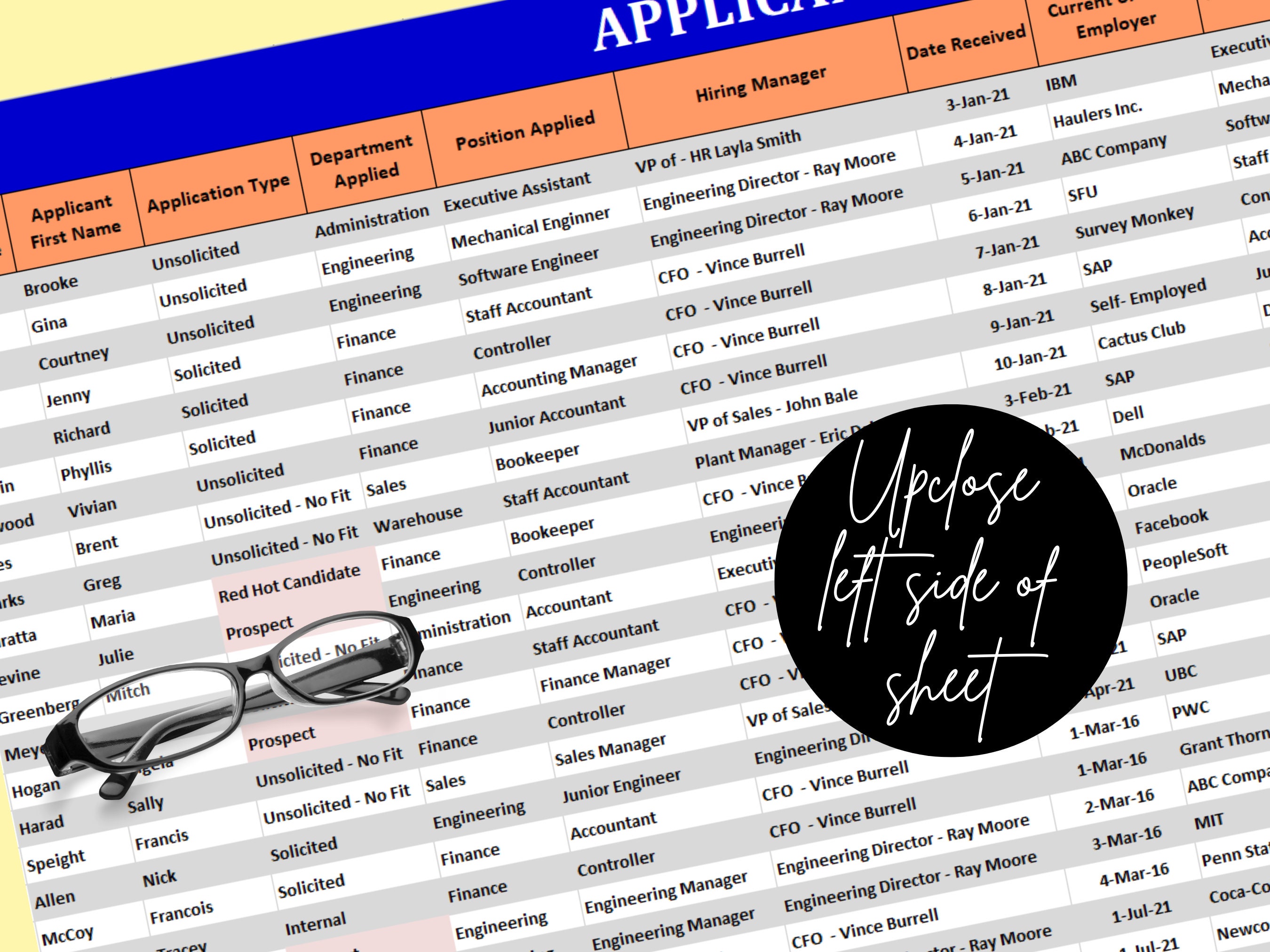Applicant Tracker Template: MS Editable HR Excel Form | Candidate ...