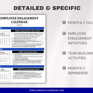 2025 Employee Engagement Calendar: HR Staff Recognition Template ...