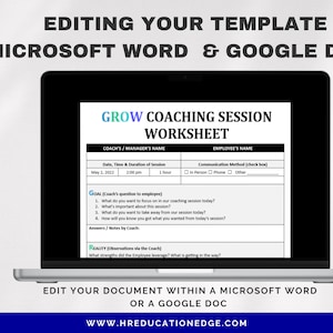 Employee Coaching Worksheet: GROW Model, HR Template (word, Excel ...