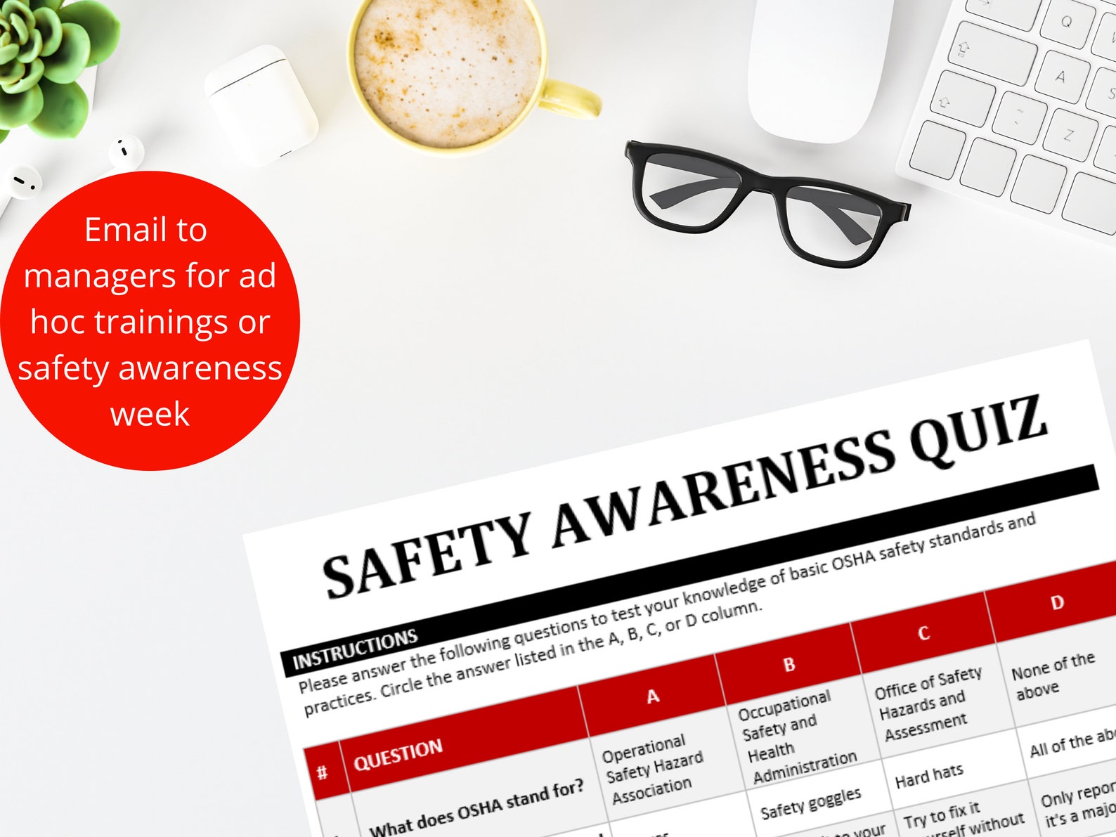 OSHA Safety Quiz Workplace Employee Safety Training PPE Policies ...