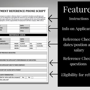 Employment Reference Phone Script | HR Templates | Editable & Printable ...