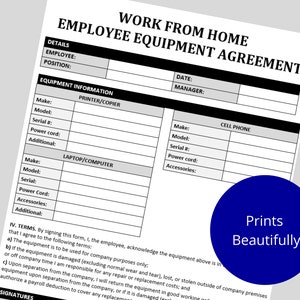 Employee Equipment Agreement Template: Editable HR Form (digital ...