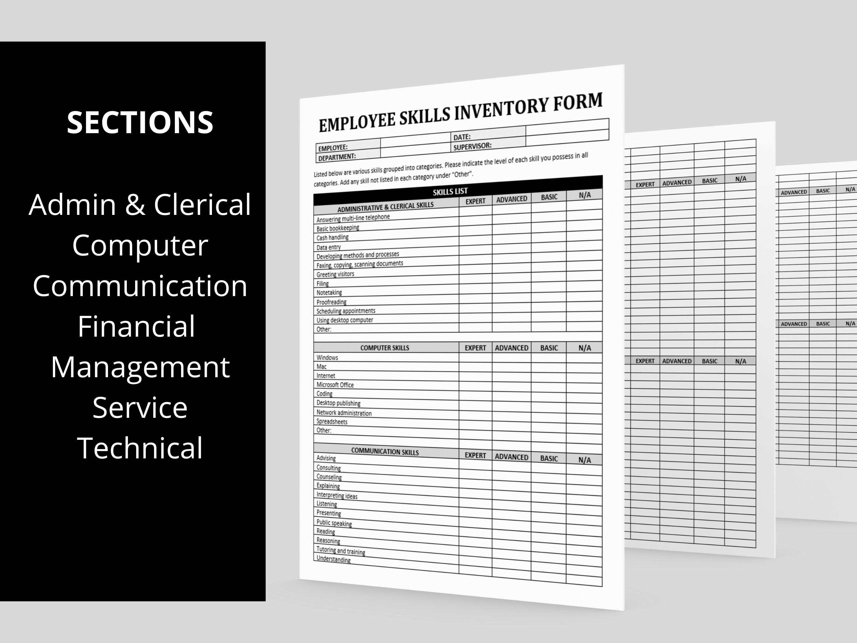 Employee Skills List: Editable Word Document, HR Template, Human ...