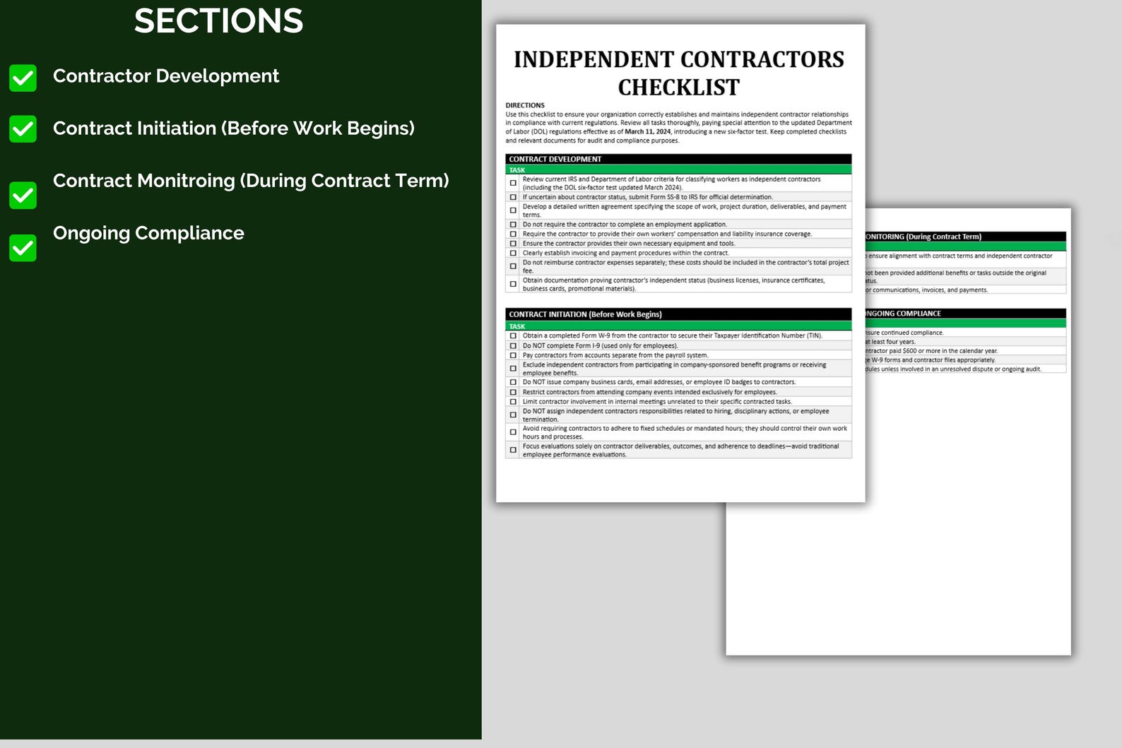 Independent Contractor Checklist: HR Compliance Template (digital ...