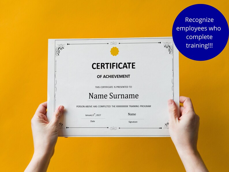 Employee Training Certificate MS Editable Word HR Template Certificate ...