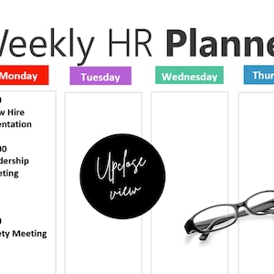 Simple HR Weekly Planner: Editable & Colorful Word Calendar | Employee ...