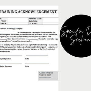 Training Acknowledgement Form: HR Templates (editable Word Doc) - Etsy