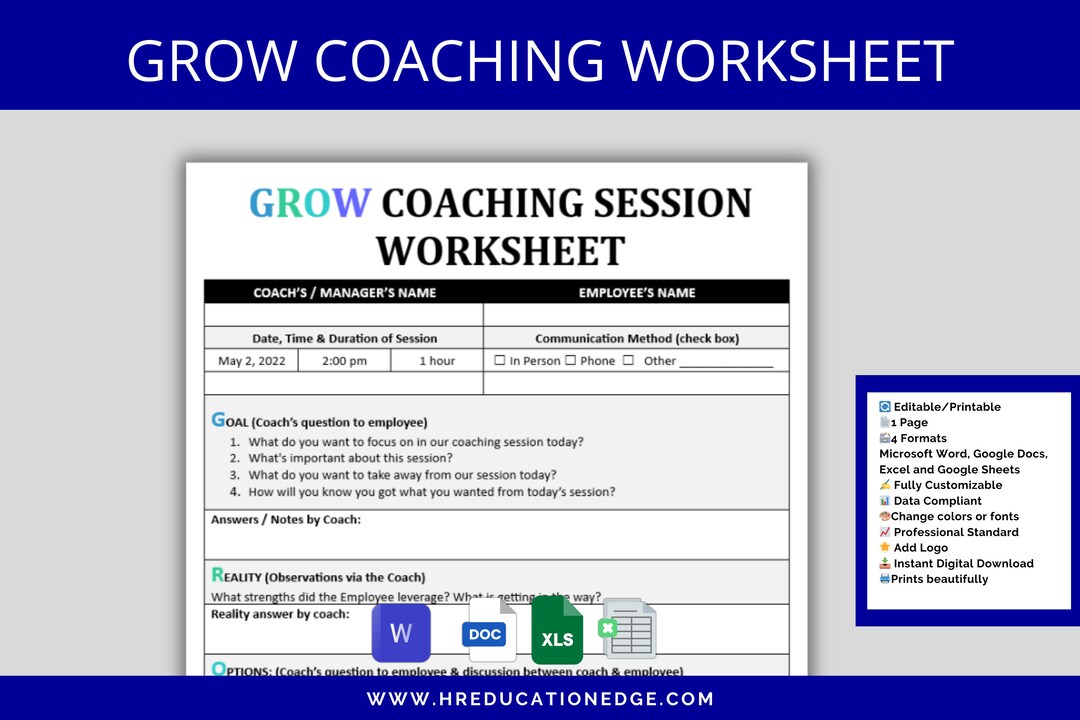 Employee Coaching Template: Coaching Plan Worksheet | Mentor, Manager ...