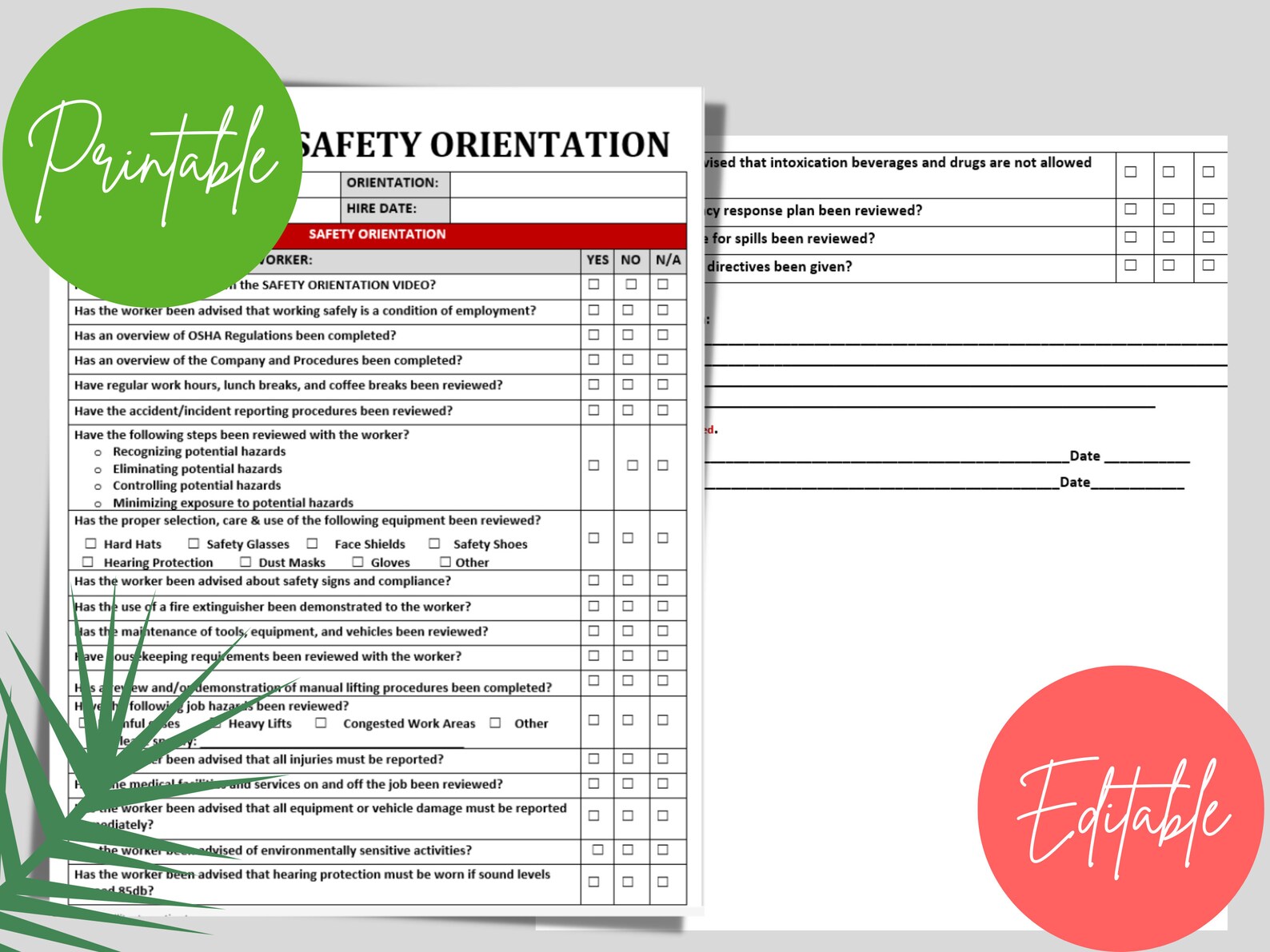 Complete Safety Onboarding Checklist: HR New Hire Template Editable MS ...