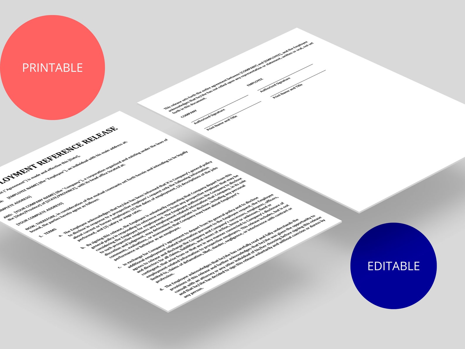 Employee Reference Release: MS Editable Word | HR Template | Human ...