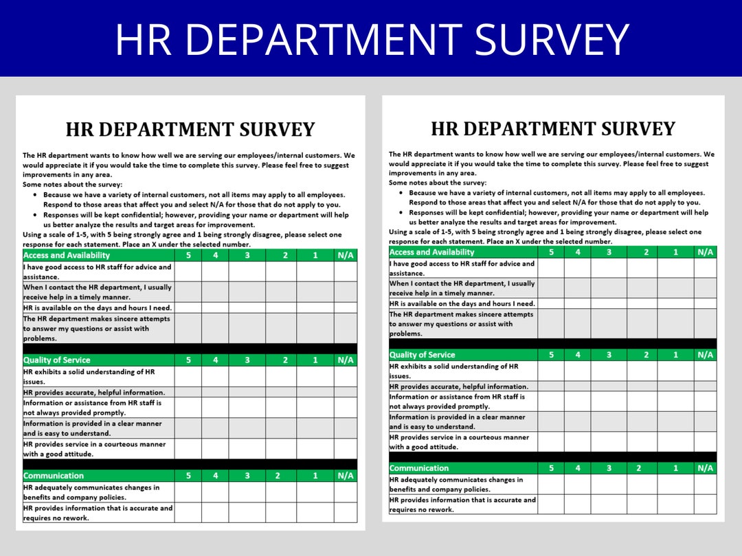 HR Department Feedback Survey: Editable MS Word Template - Etsy