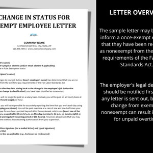 FLSA Change in Status Letter: HR Compliance Form (digital Download) - Etsy