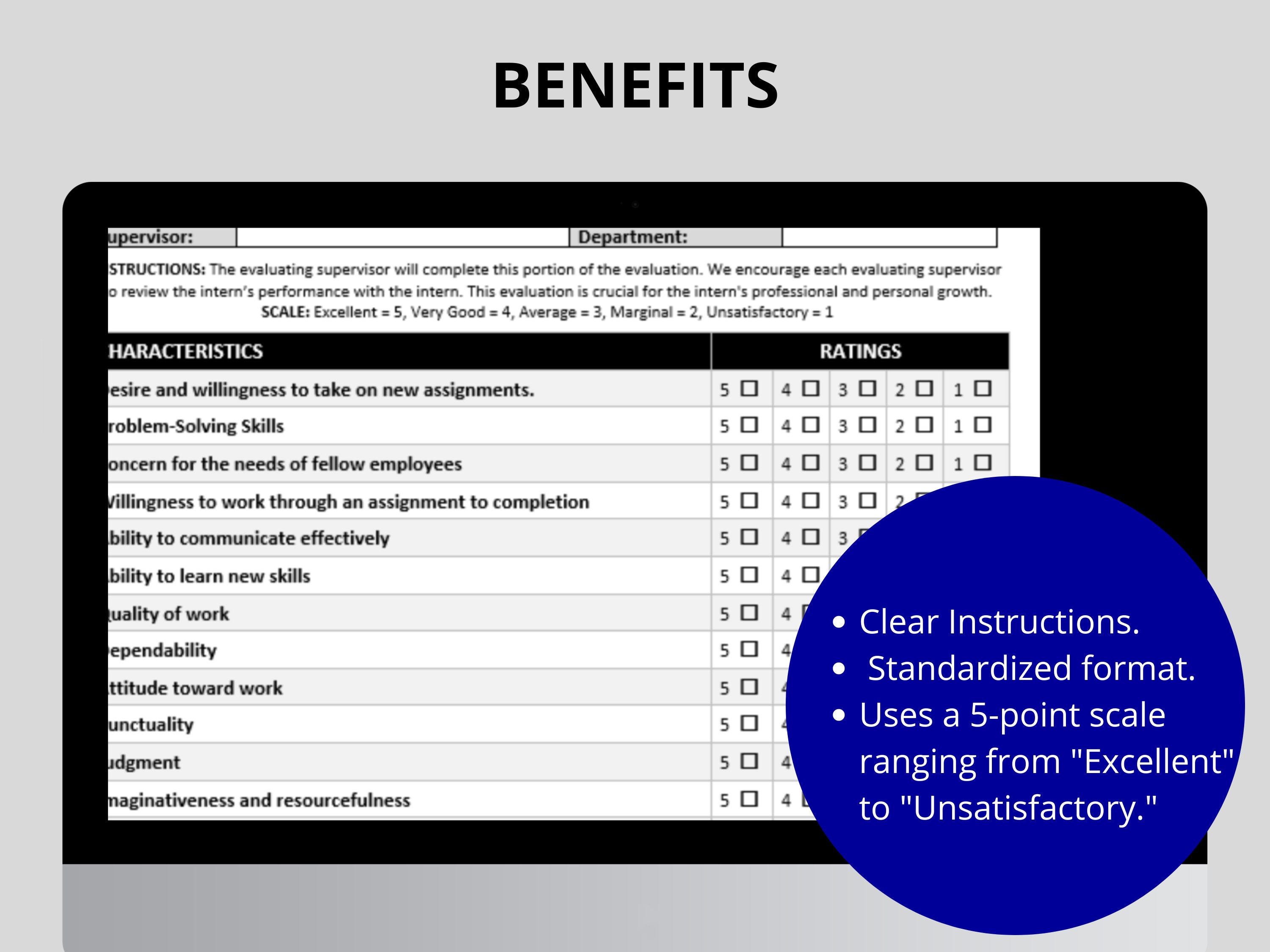 Intern Evaluation Form Performance Review, Feedback & Assessment ...