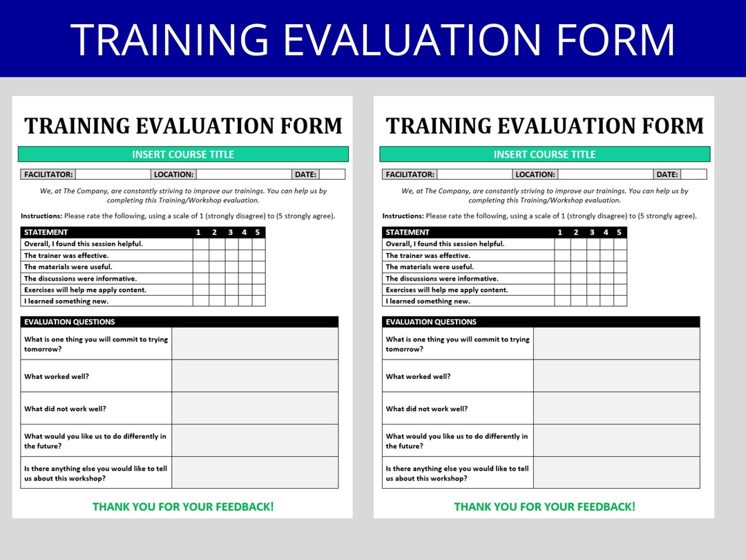 Training Evaluation Form Template Free FREE Printables