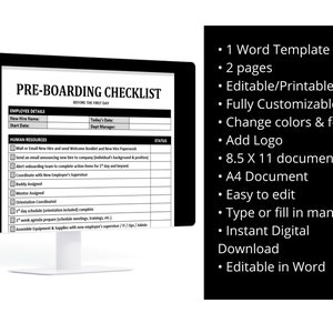 New Hire Pre-boarding Checklist: HR Onboarding Template (digital ...