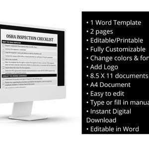 OSHA Inspection Checklist: Editable HR Template (digital Download) - Etsy