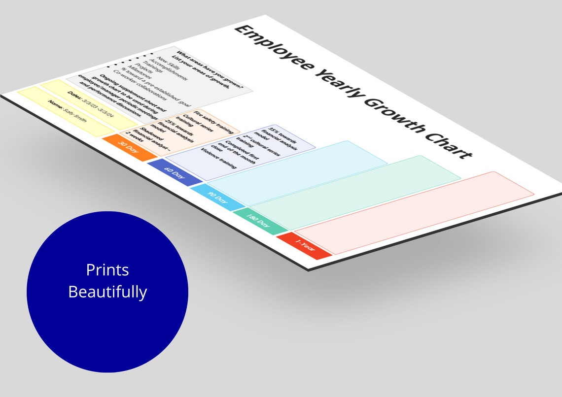 Employee Goal Tracker: Editable Performance Growth Chart (digital ...