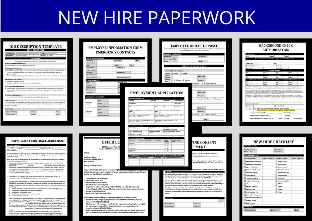 New Hire Paperwork: Editable HR Templates Employee Onboarding - Etsy UK