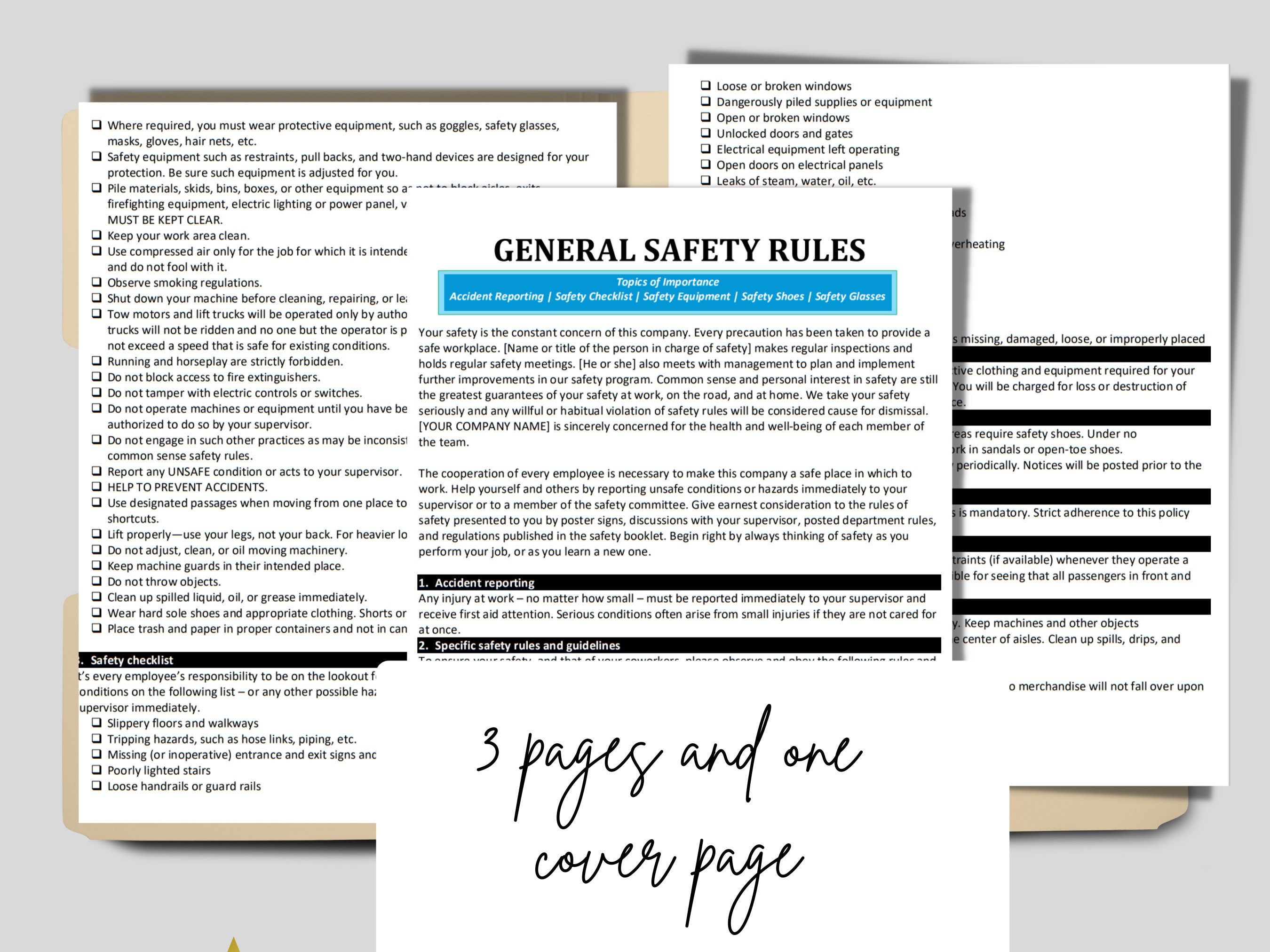 Employee Safety Policy Template Editable Word Form Human Resources HR ...