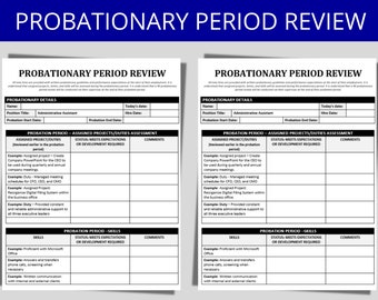 Employee 6 Month Probation Review Form & Guidelines (Instant Download ...
