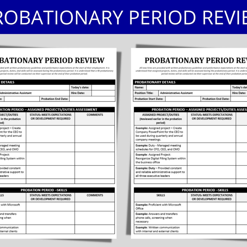Probation Period Template - Etsy
