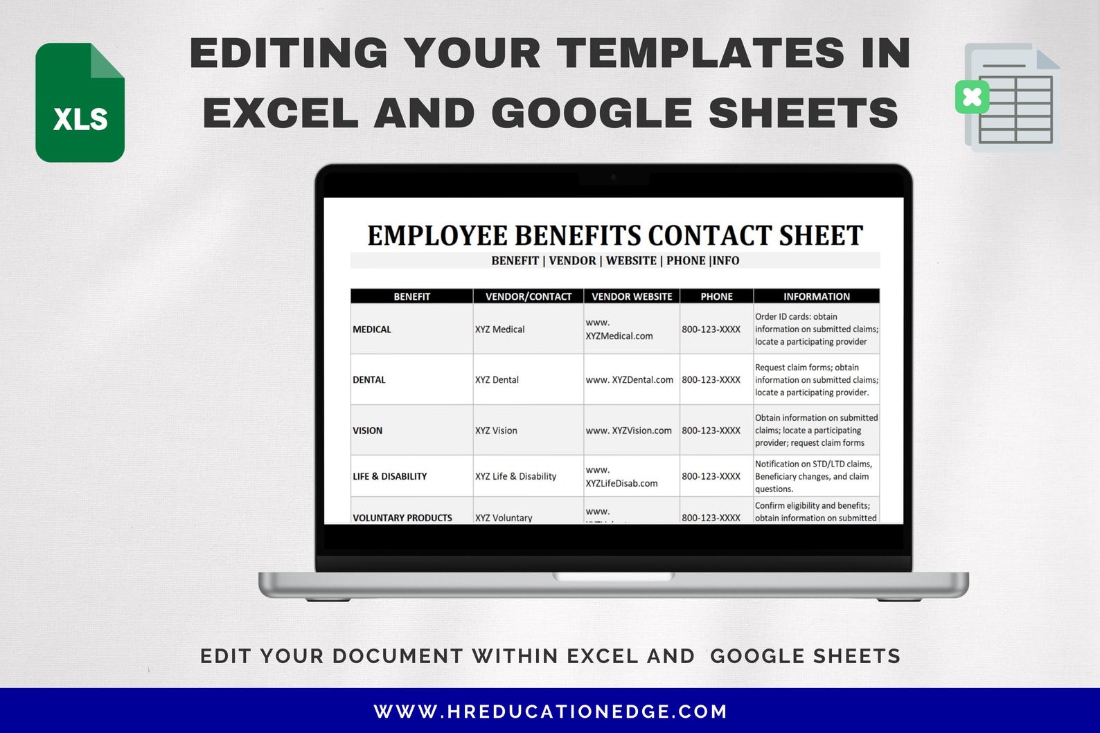 Benefits Contact Sheet Employee HR Templates HR Forms and Documents ...