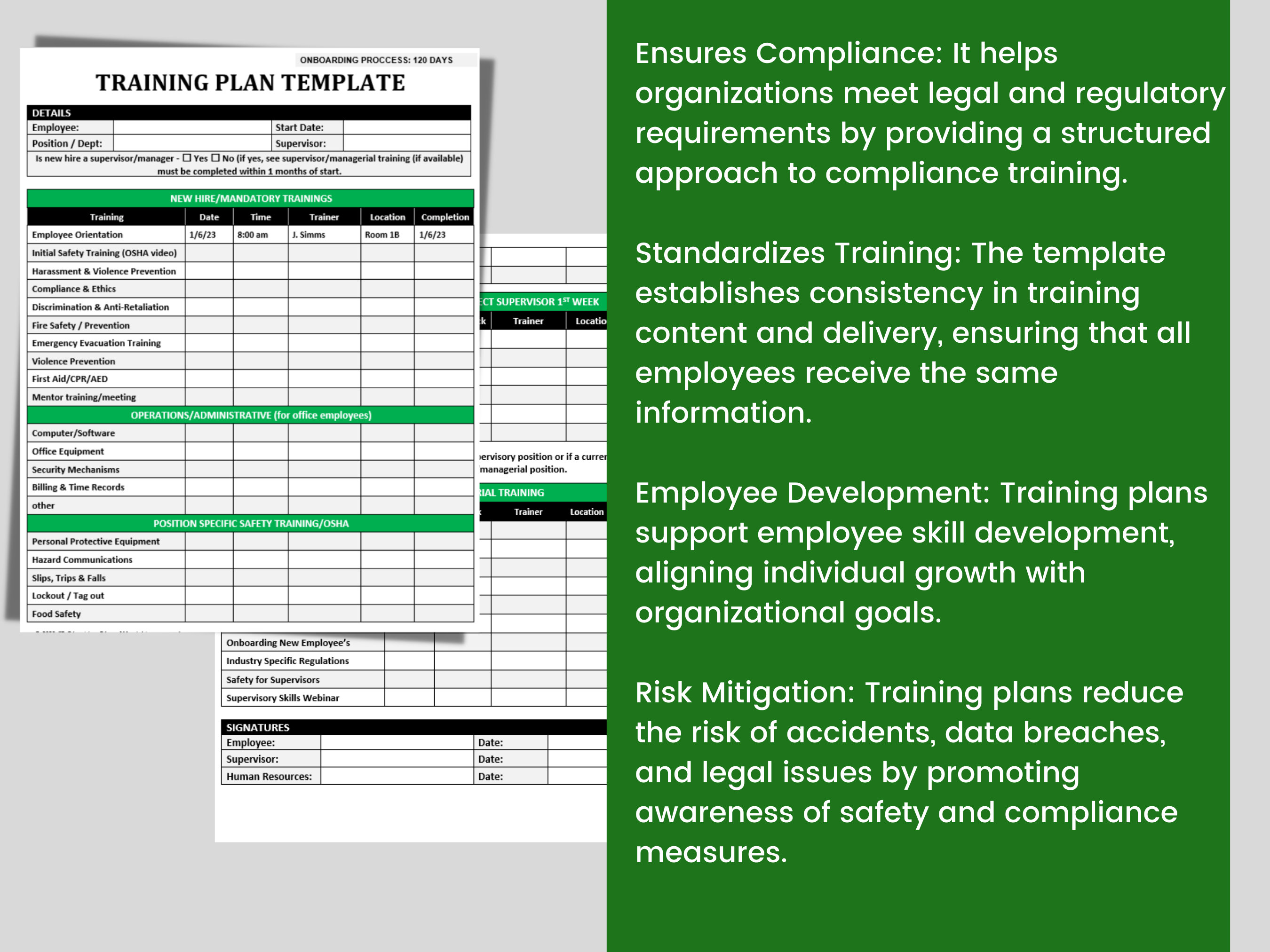 New Hire Training Plan Template: Employee Onboarding, HR Checklist ...