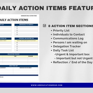 Manager's Daily Agenda & Action Planner: Editable HR Template (digital ...