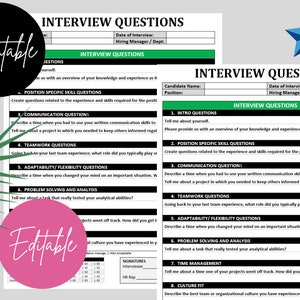 Interview Questions Template Human Resources Behavioral - Etsy