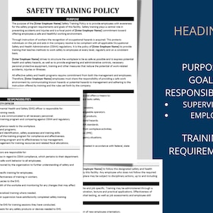 Safety Training Policy Template: OSHA Compliance, Workplace Safety ...