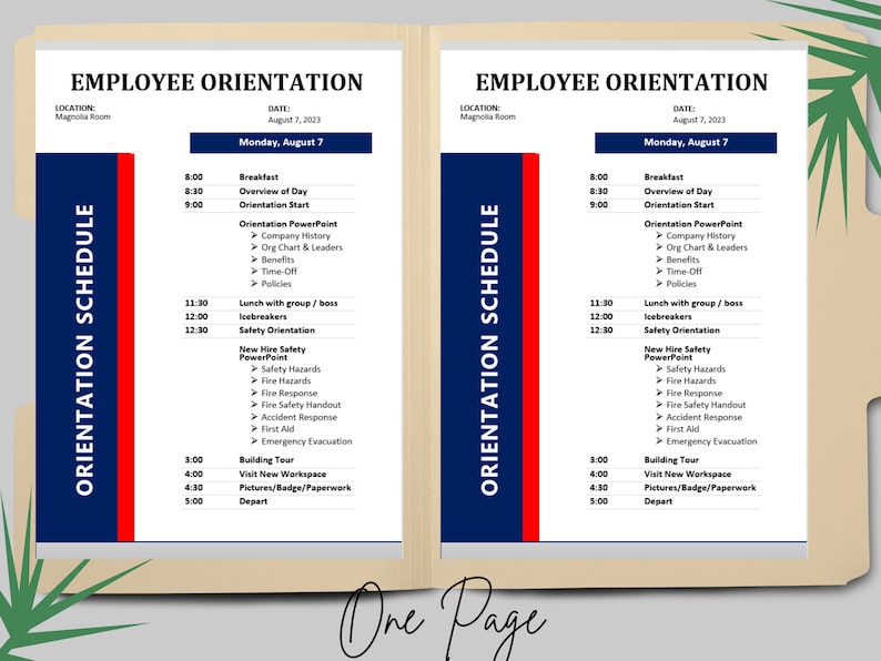 Employee Orientation Schedule Template New Hire Orientation Employee ...