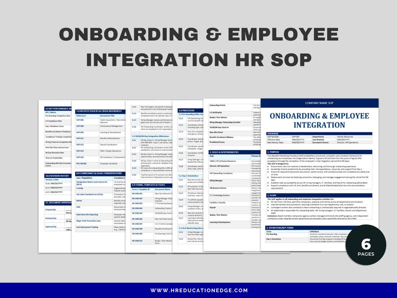Employee Onboarding SOP Template | HR Process Document (word) - Etsy