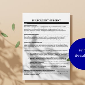 Insubordination Policy | Employee Policy | HR Template | Code of ...