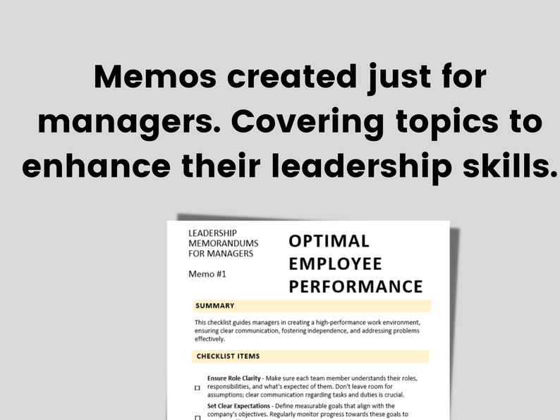 Leadership Memorandums for Managers: Manager Training Topics ...