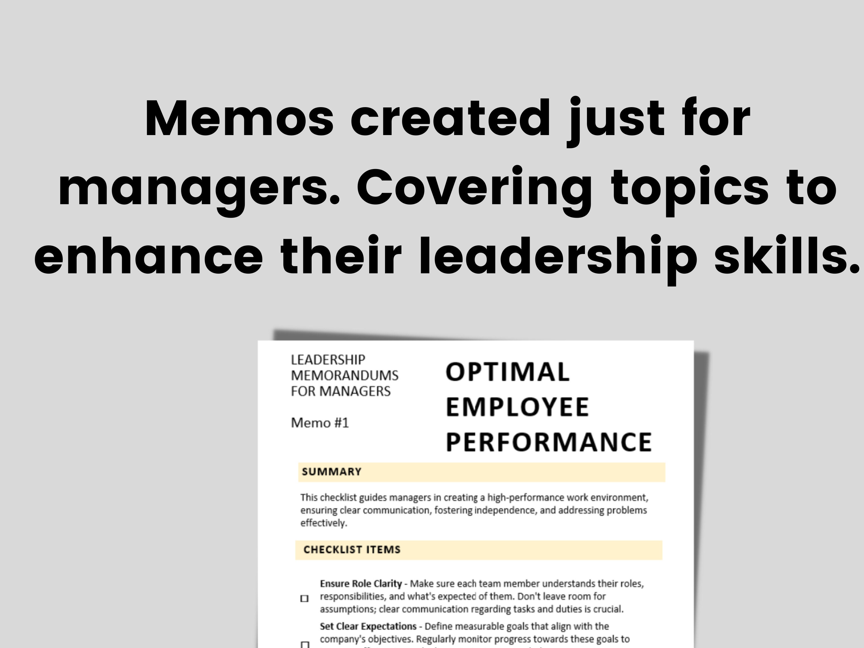 Leadership Memorandums for Managers: Manager Training Topics ...