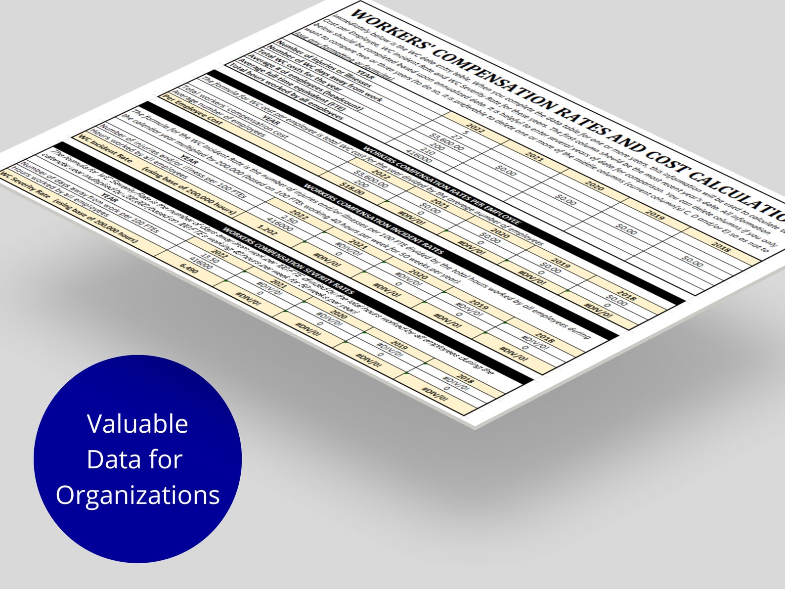 Workers Compensation Rates Calculator HR Excel Template W/ Formulas ... Workers Compensation Rates Calculator HR Excel Template W/ Formulas ...