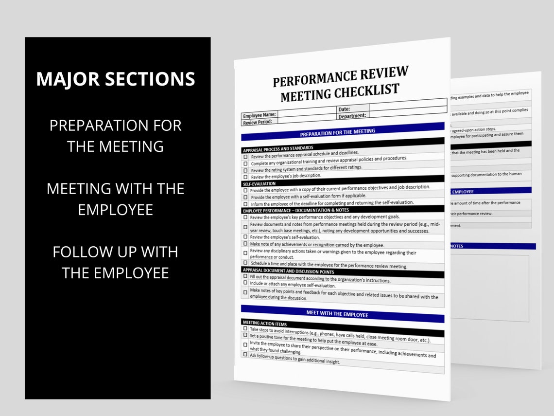 Performance Review Checklist: Employee Appraisal Meeting Checklist ...