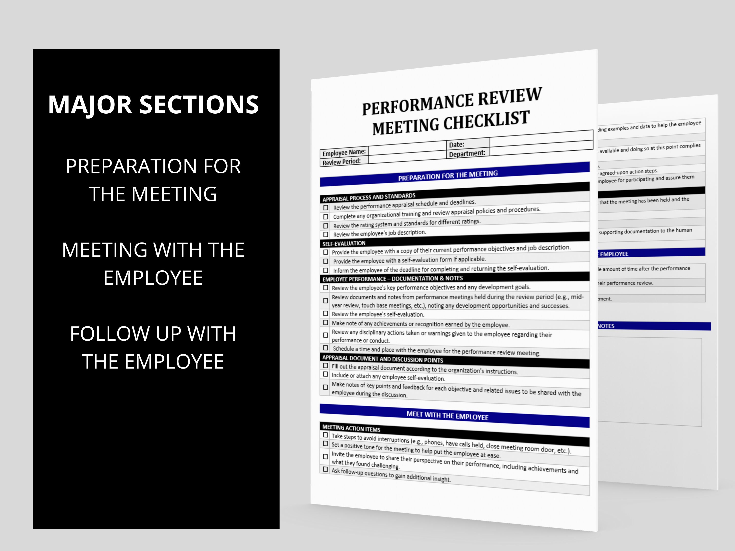 Performance Review Checklist: Employee Appraisal HR Template (editable ...