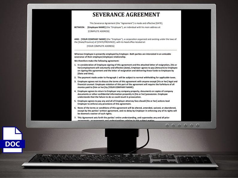 Employee Severance Agreement Template: HR Offboarding Form (editable ...