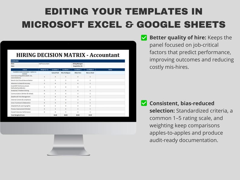 Hiring Decision Matrix Template: Interview Scorecard & Candidate ...