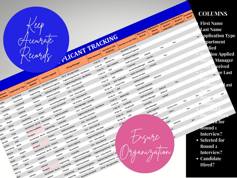 Applicant Tracker Template: MS Editable HR Excel Form | Candidate ...