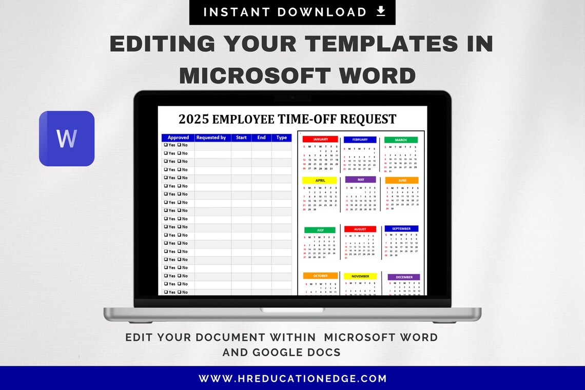 2025 Employee Time off Planner: HR Leave Calendar (digital Download) - Etsy