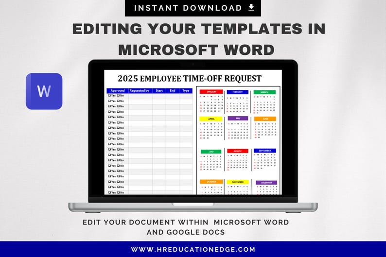 2025 Employee Time off Planner: HR Leave Calendar (digital Download) - Etsy