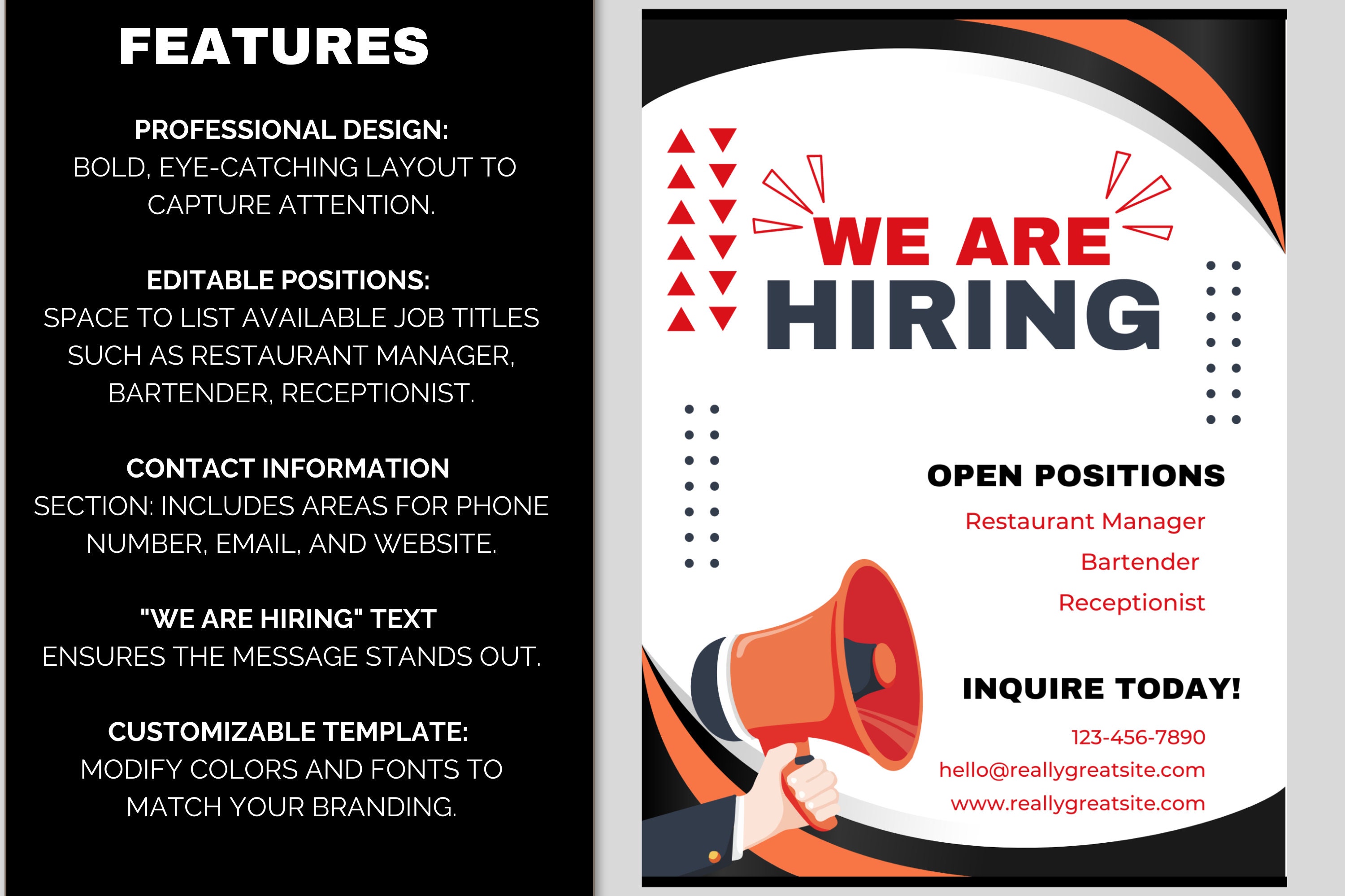 Now Hiring Sign & Flyer Template: Editable Canva Design (digital ...