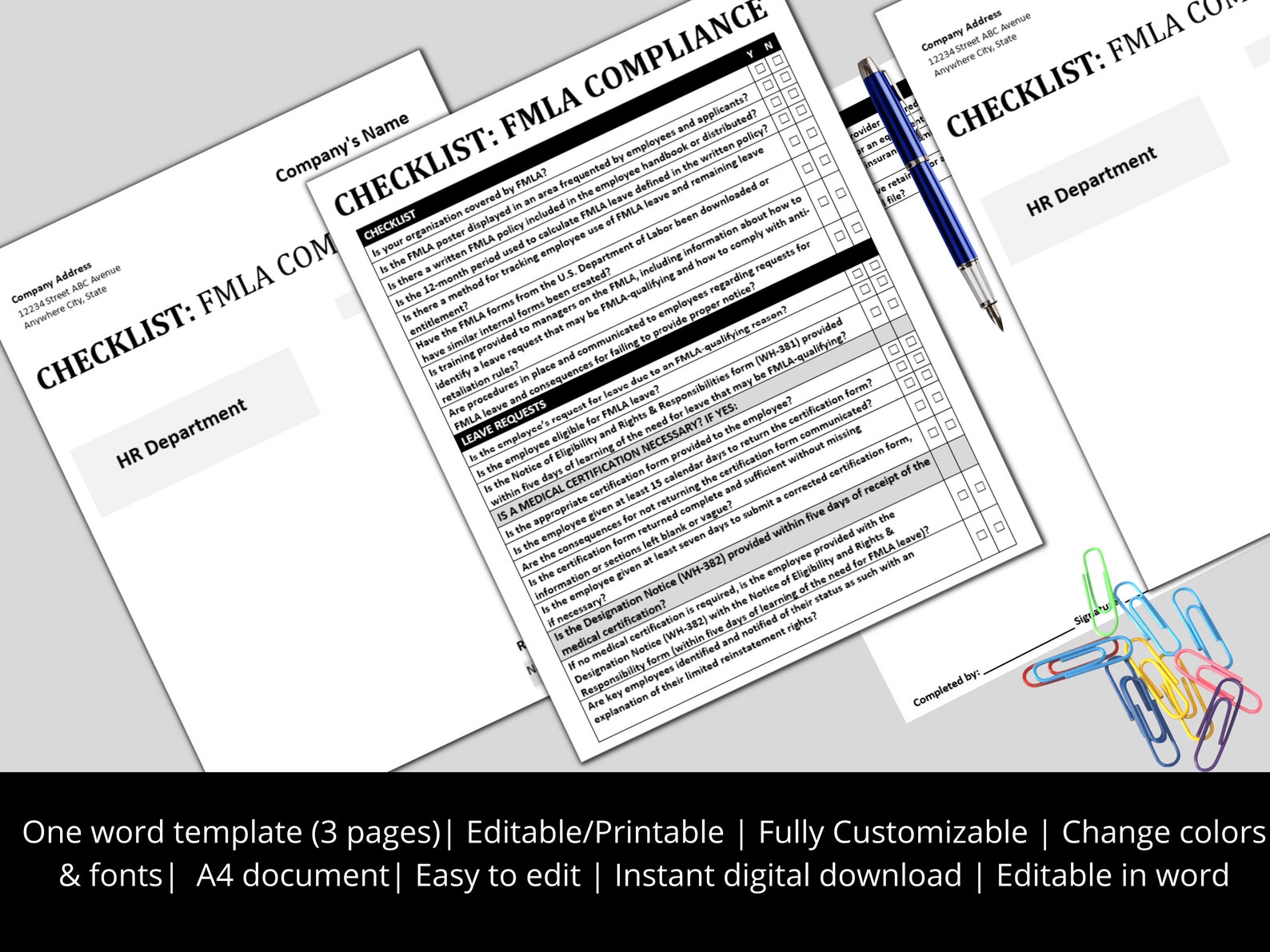 FMLA Compliance Checklist: Editable HR Template (digital Download) - Etsy