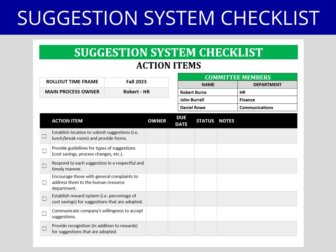 Suggestion Program Checklist | HR Template for Employee Feedback ...