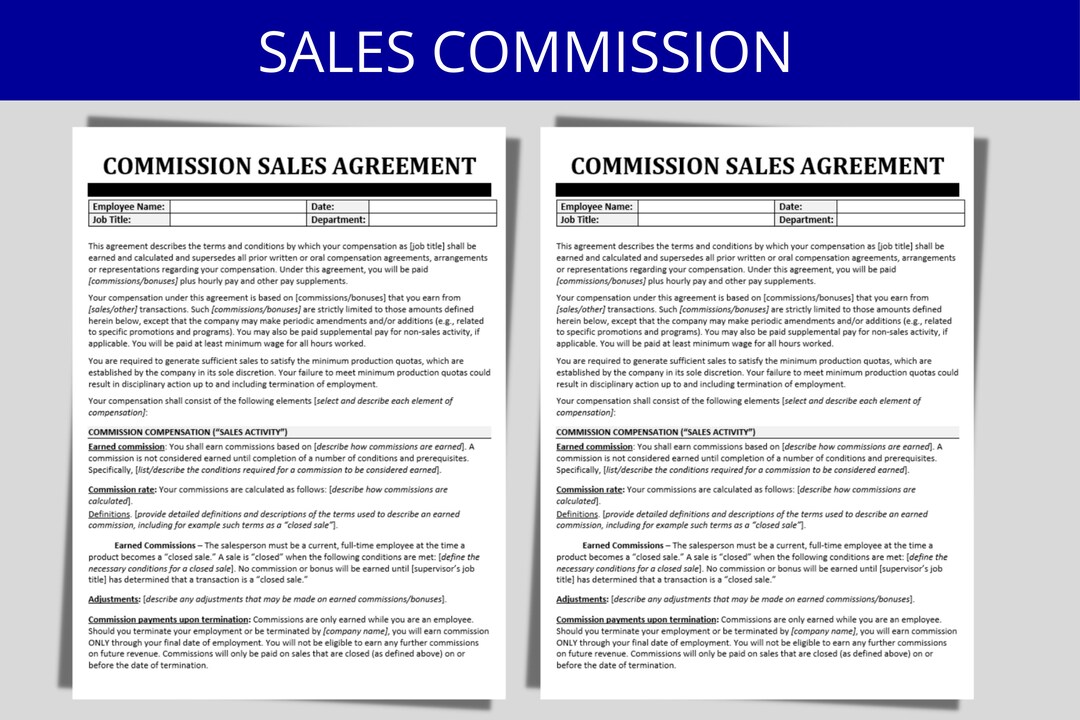 Commission Sales Agreement | Salesperson Compensation | Commission ...
