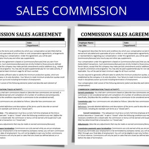 Commission Sales Agreement | Salesperson Compensation | Commission ...